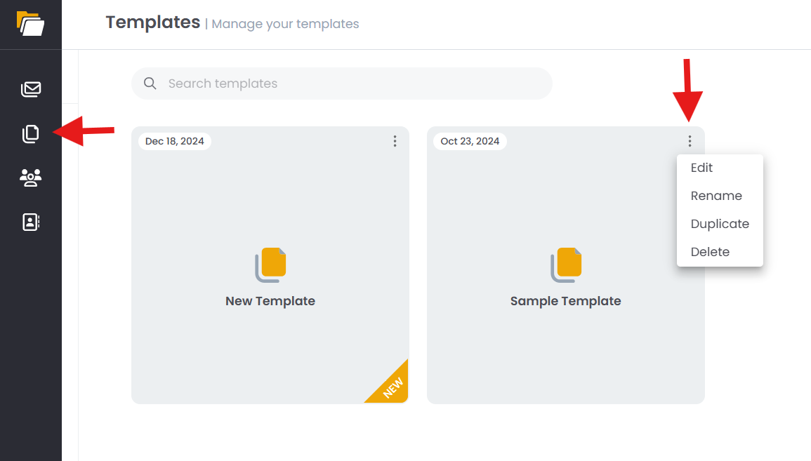 Edit, Rename, Duplicate, or Delete a Template